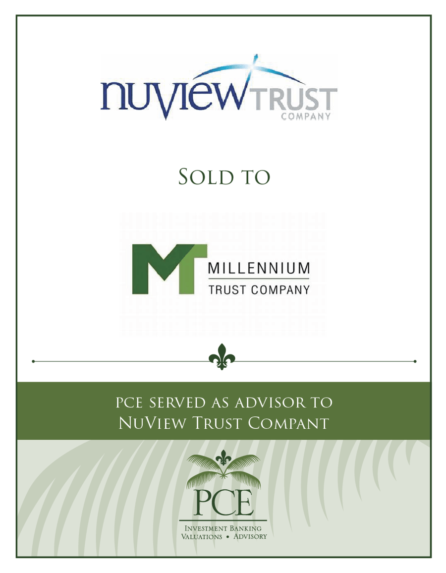PCE Announces the Sale of NuView Trust